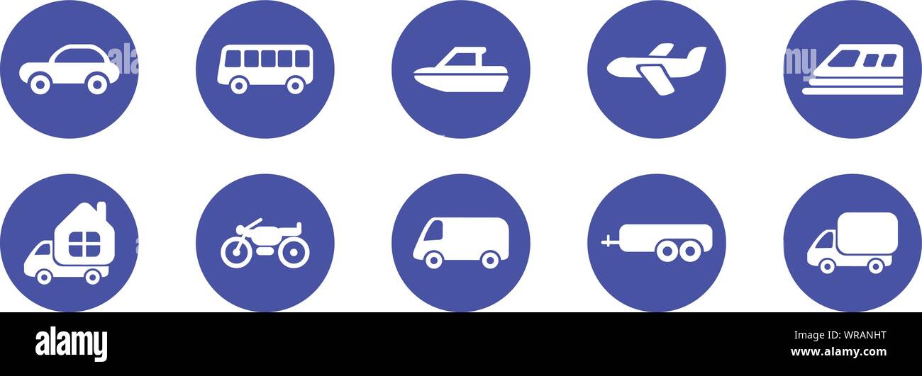 transport, vehicles, icon, set, blue, vector Stock Vector Image & Art ...