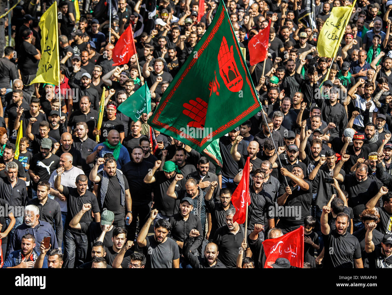 Beirut, Lebanon. 10th Sep, 2019. Supporters of Hezbollah, the Shia pro ...