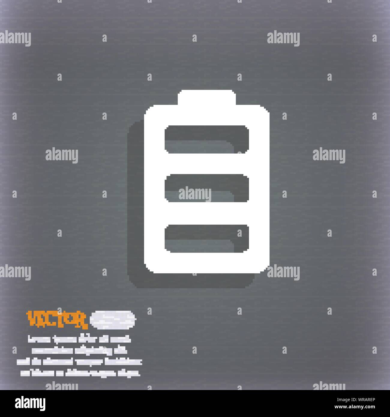 Battery fully charged icon symbol on the blue-green abstract background ...