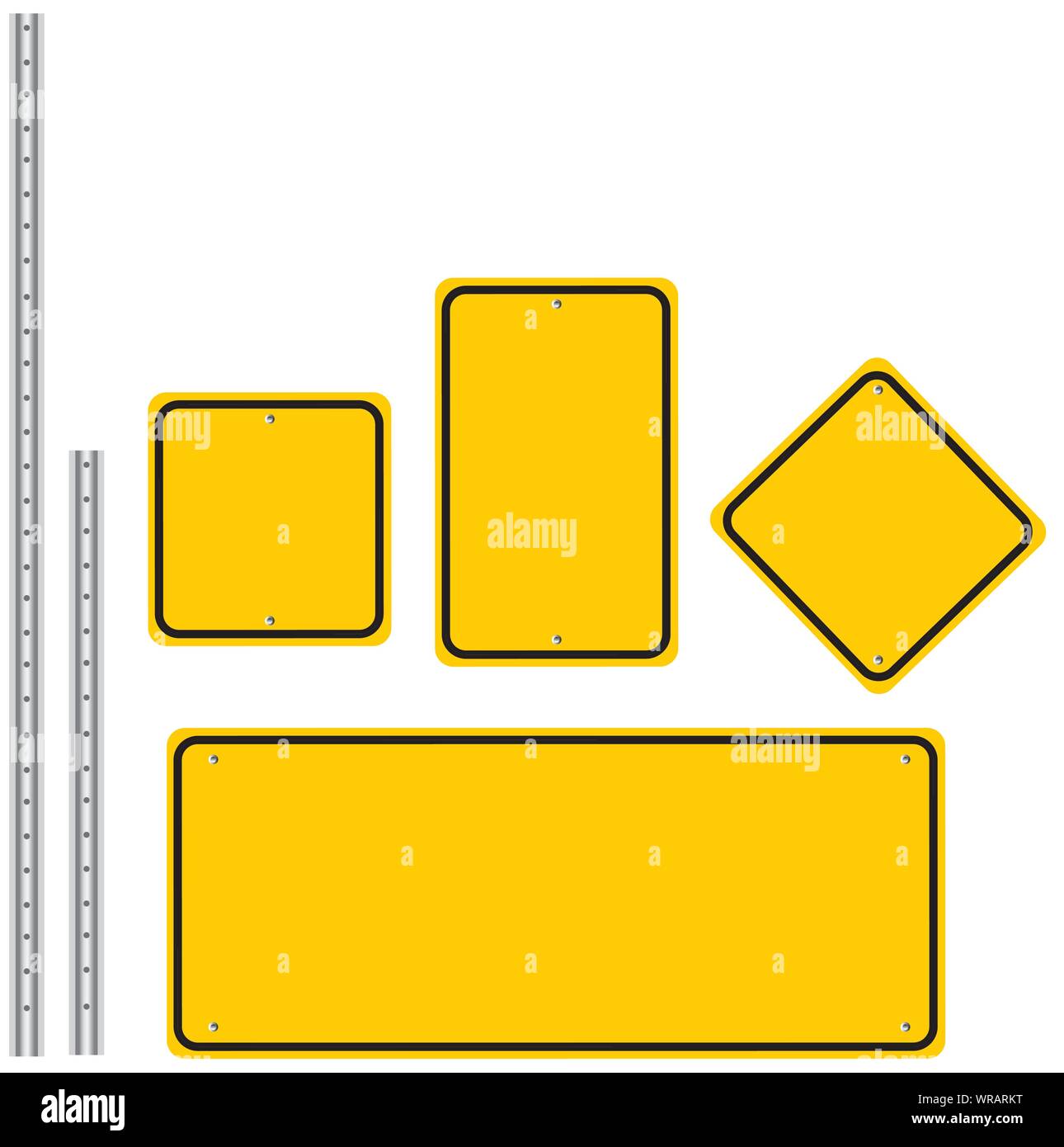 yellow road signs set Stock Vector Image & Art - Alamy