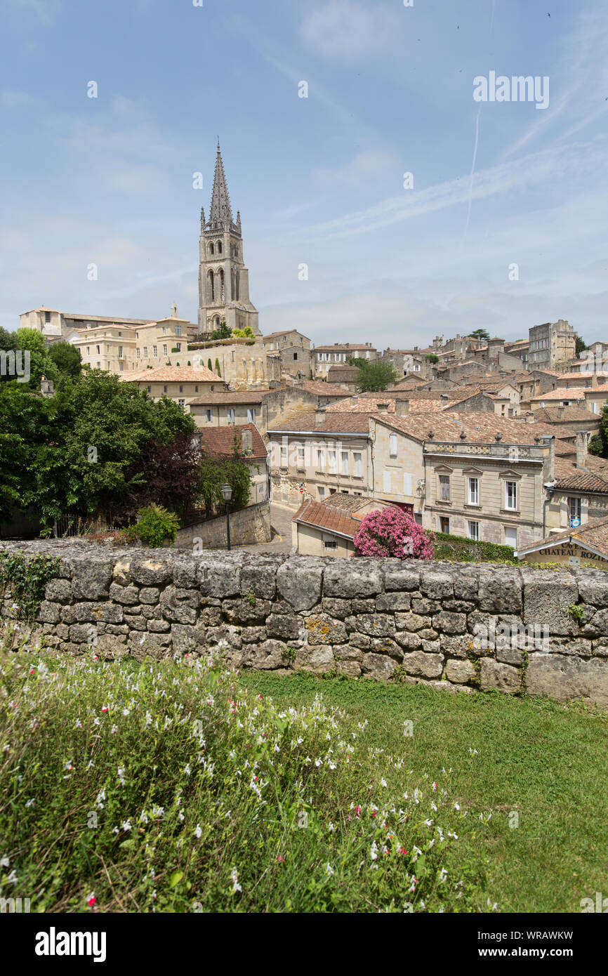 Town of Saint-Emilion, France. Picturesque panoramic view overlooking ...