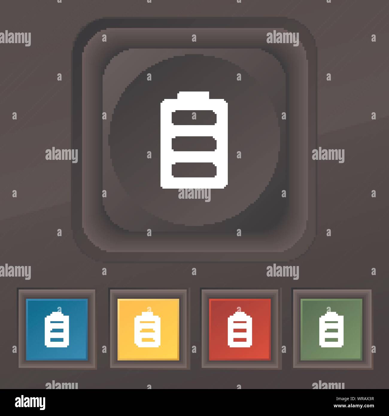 Battery fully charged icon symbol. Set of five colorful, stylish ...