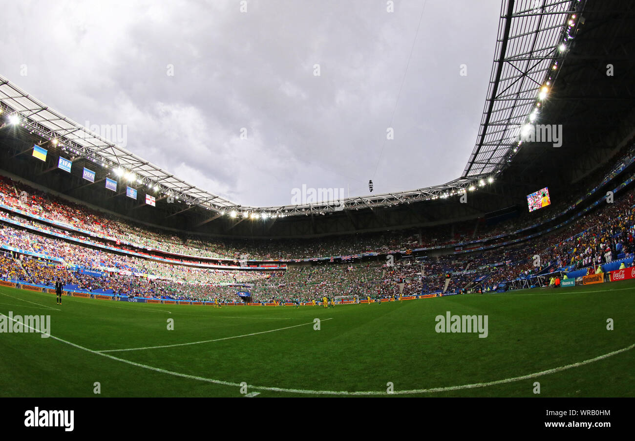 LYON, FRANCE - JUNE 16, 2016: Panoramic view of Stade de Lyon stadium ...