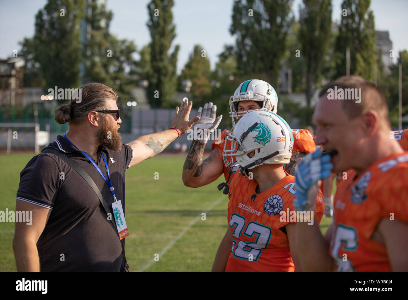 The american football game in the stadium. american football ...