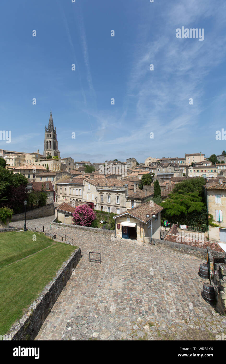 Town of Saint-Emilion, France. Picturesque panoramic view overlooking ...