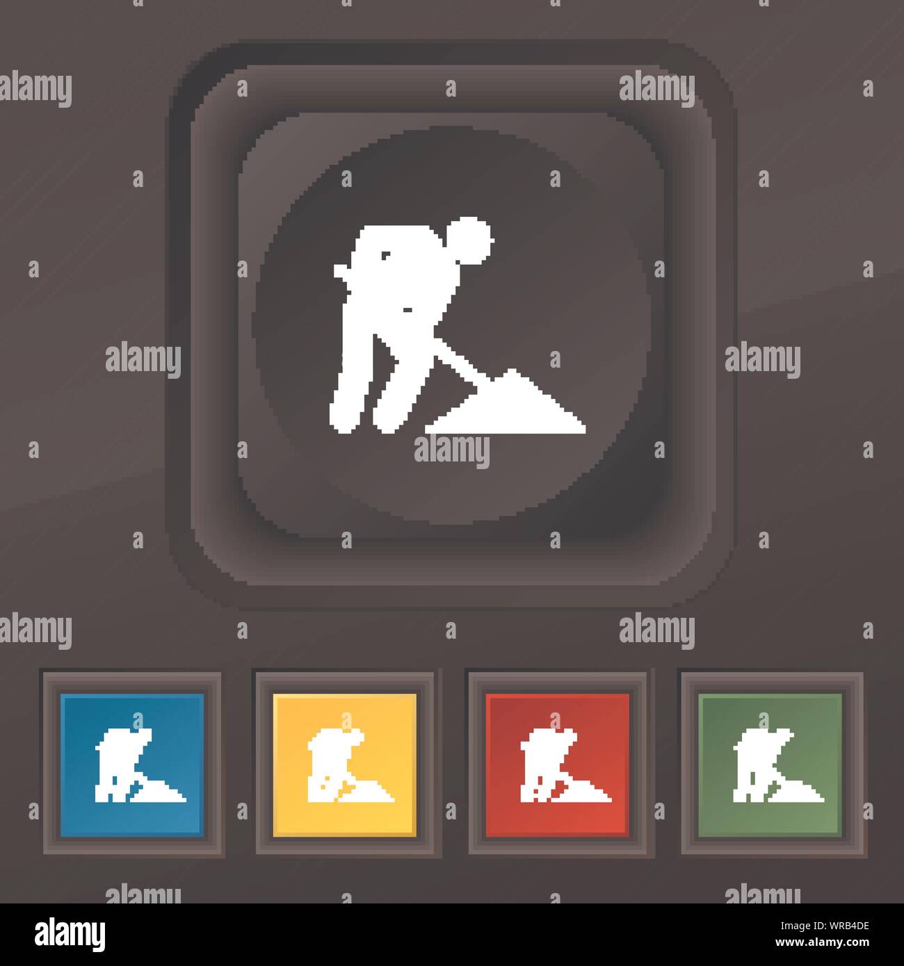 Repair Of Road Construction Work Icon Symbol Set Of Five Colorful Stylish Buttons On Black