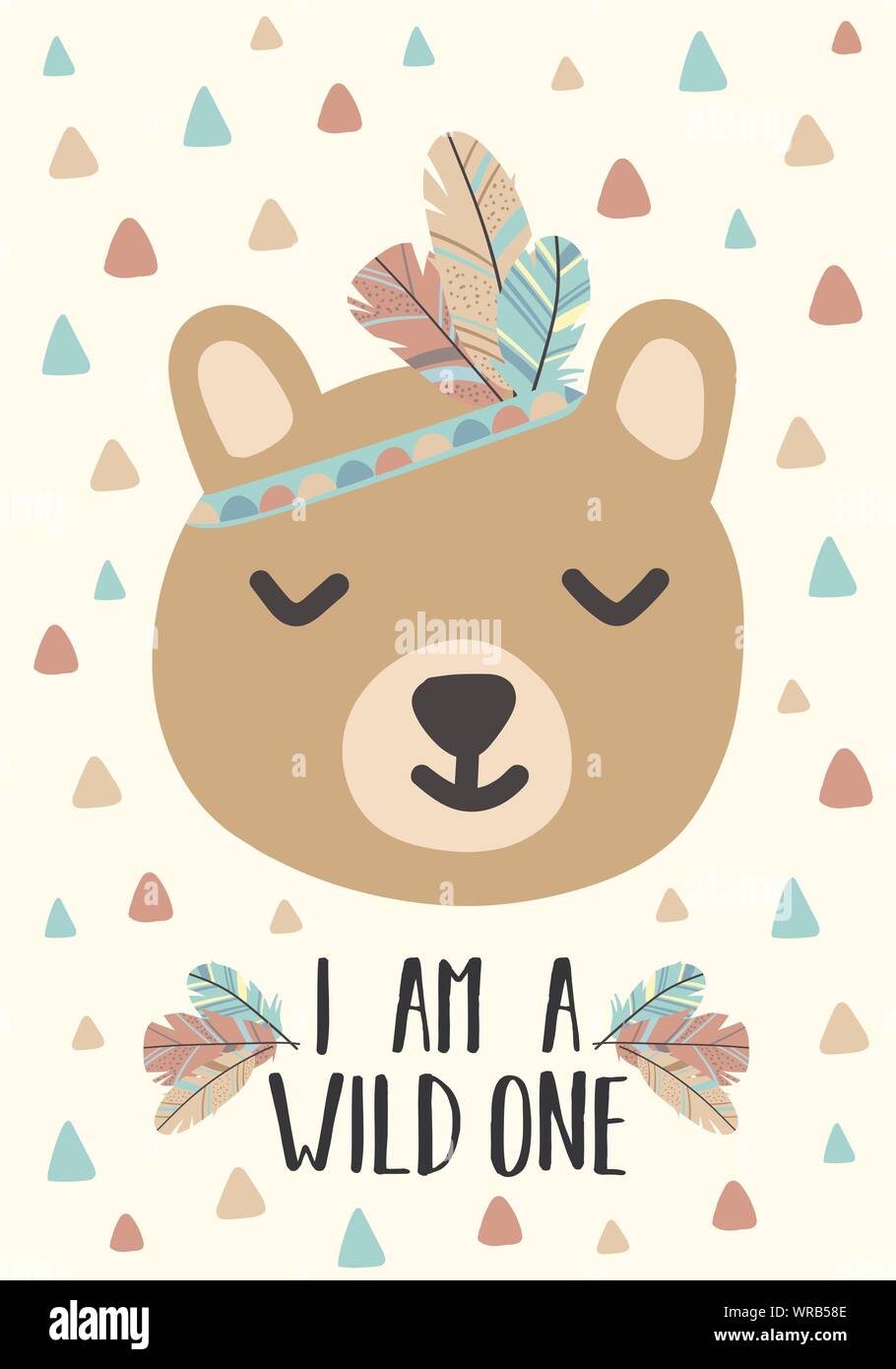 Vector image of a cute bear in the style of Boho. Cartoon illustration ...