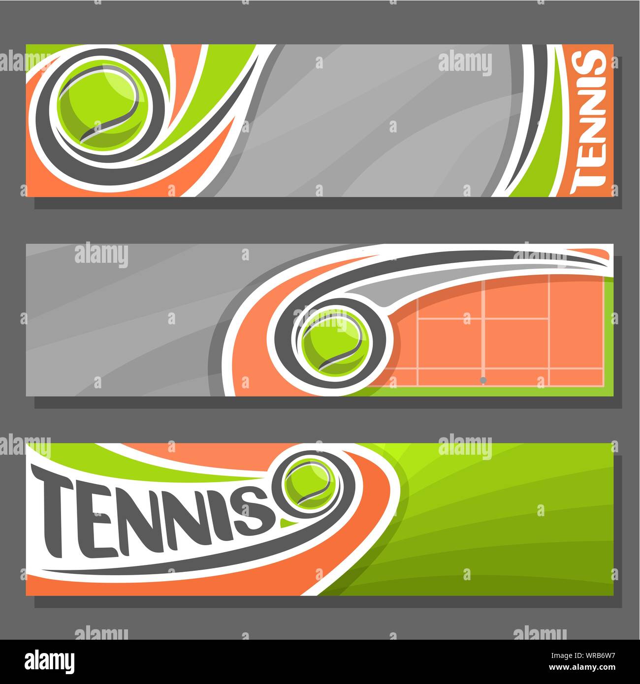 Vector horizontal banners for Tennis: 3 cartoon covers for text on ...