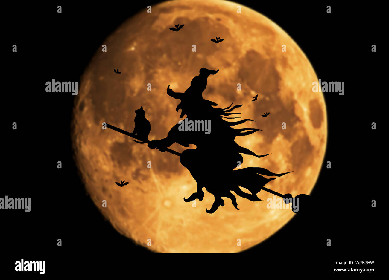 Witch riding a broom hi-res stock photography and images - Alamy