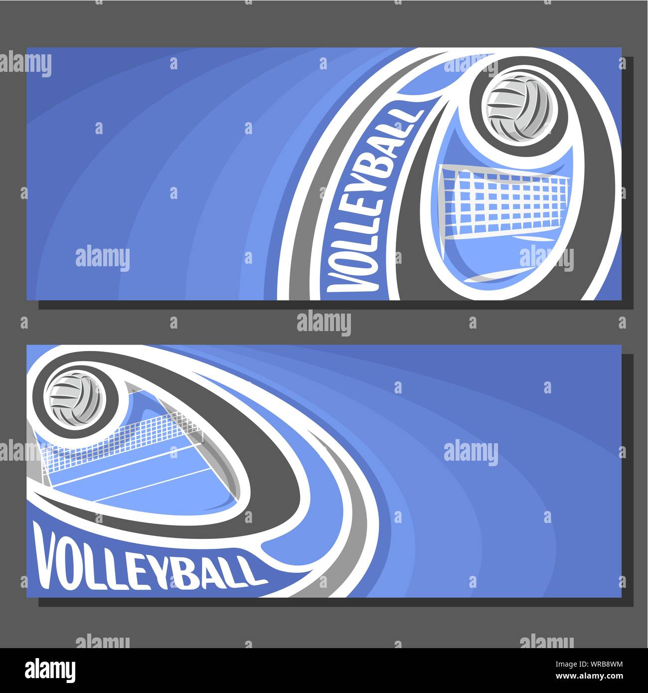 Vector banners for Volleyball game: thrown volleyball ball flying on ...