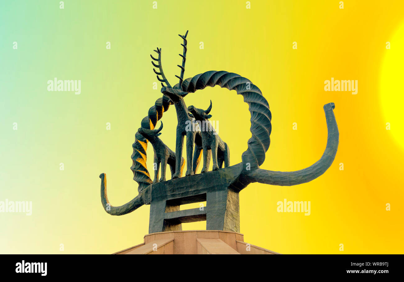 Ankara/Turkey-November 24 2018: Hittite Sun sculpture located in square ...