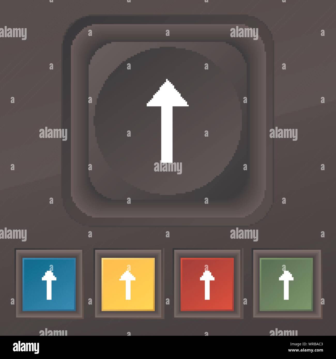 Direction arrow up icon symbol. Set of five colorful, stylish buttons ...