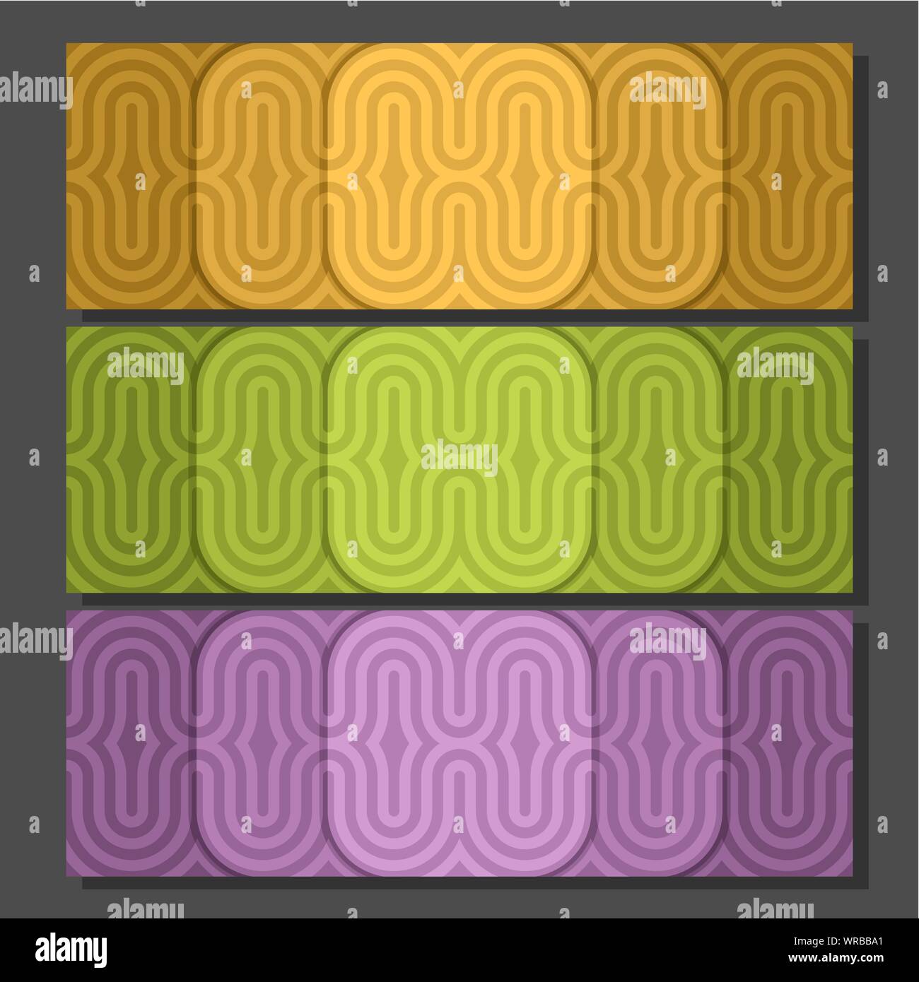 Vector set of colorful banners: three simple abstract seamless ribbons ...