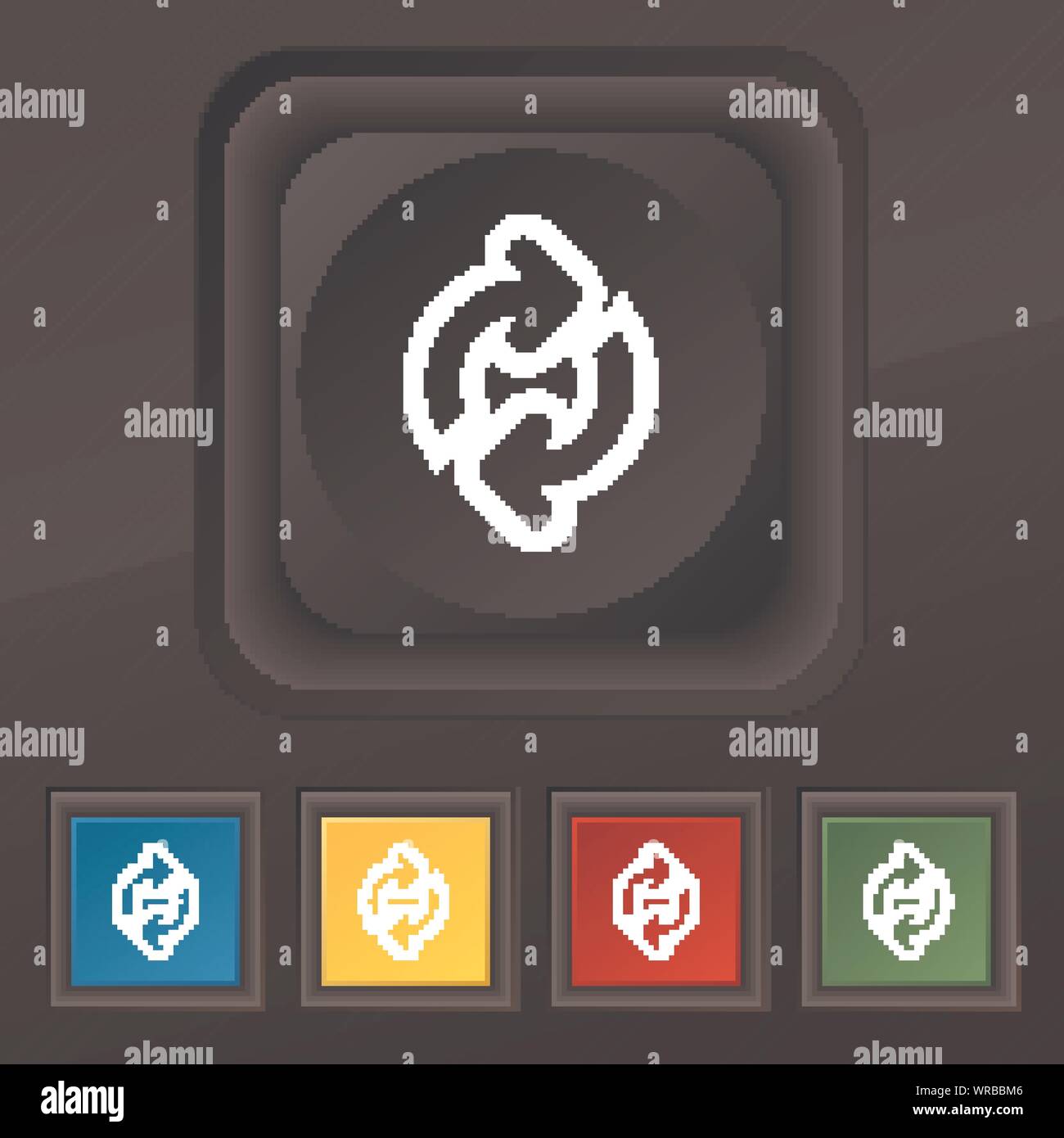 Refresh icon symbol. Set of five colorful, stylish buttons on black ...