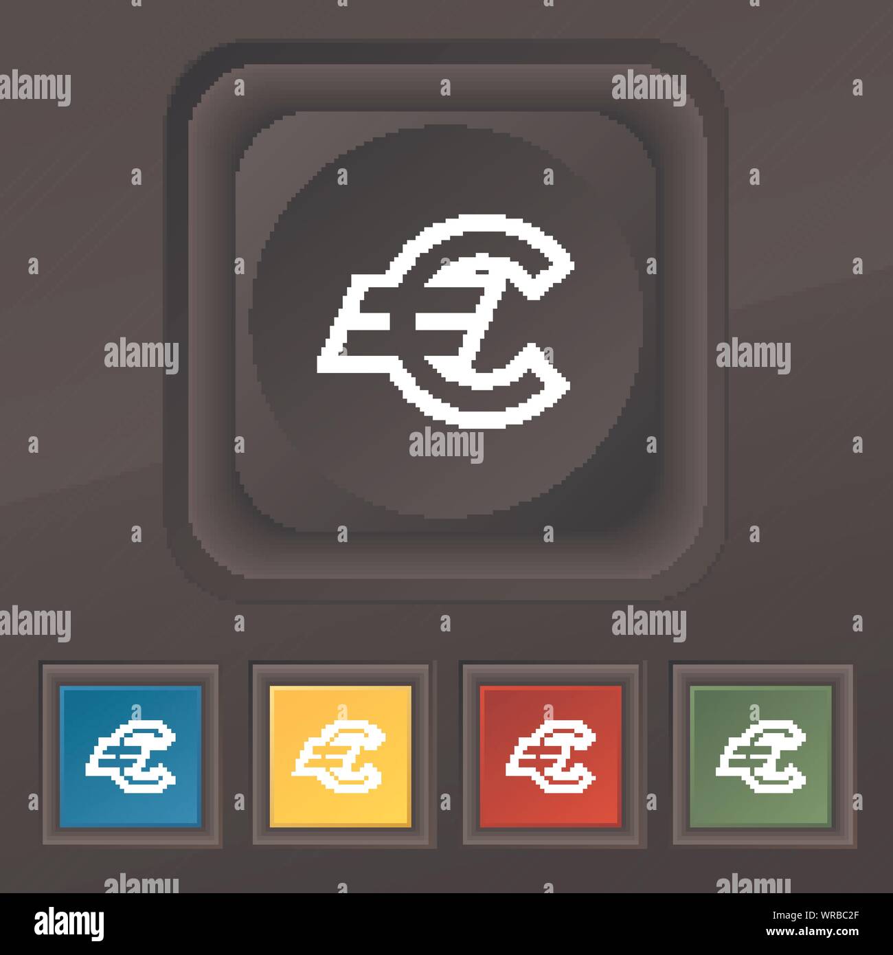 Euro EUR icon symbol. Set of five colorful, stylish buttons on black ...