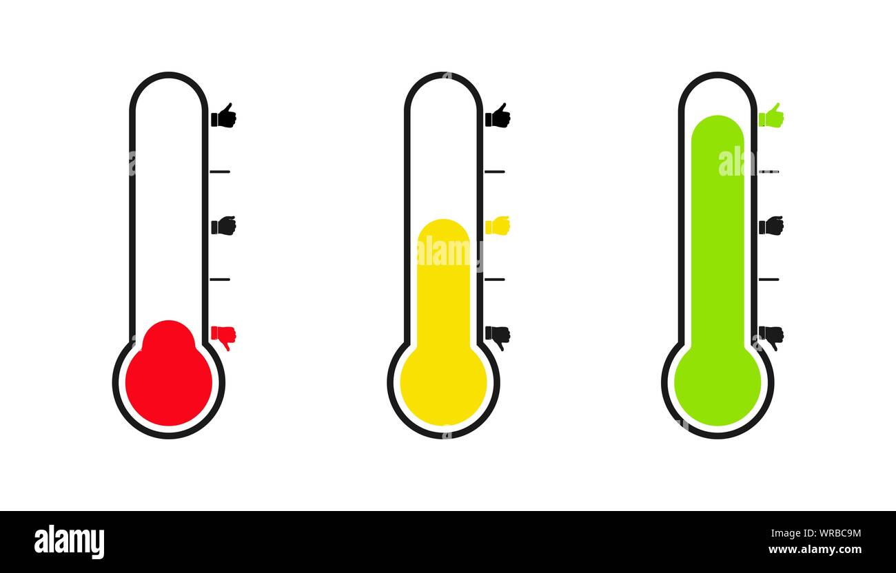 Thermometer with varying degrees of temperature. Reflection of emotions ...