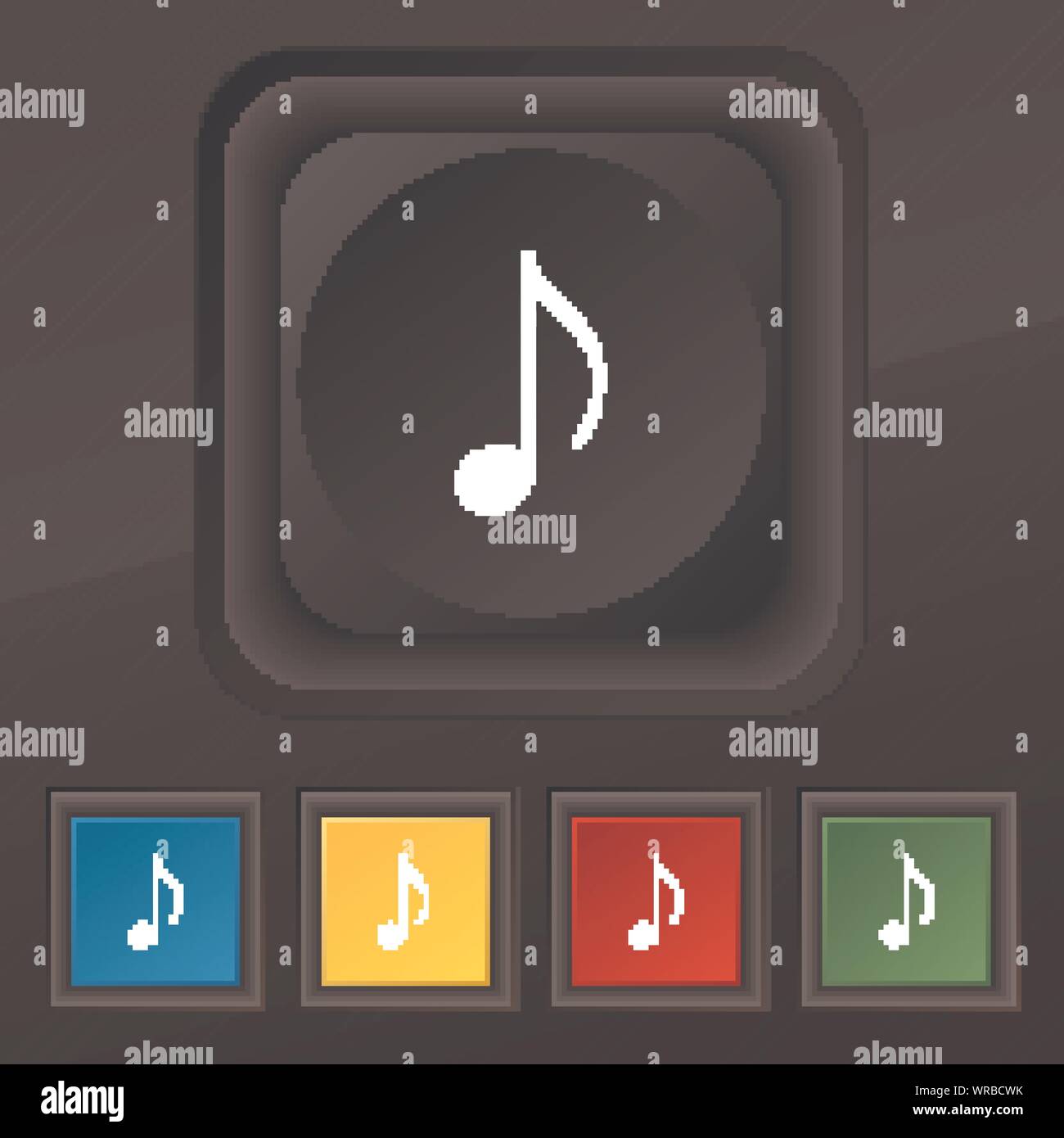 musical note, music, ringtone icon symbol. Set of five colorful ...