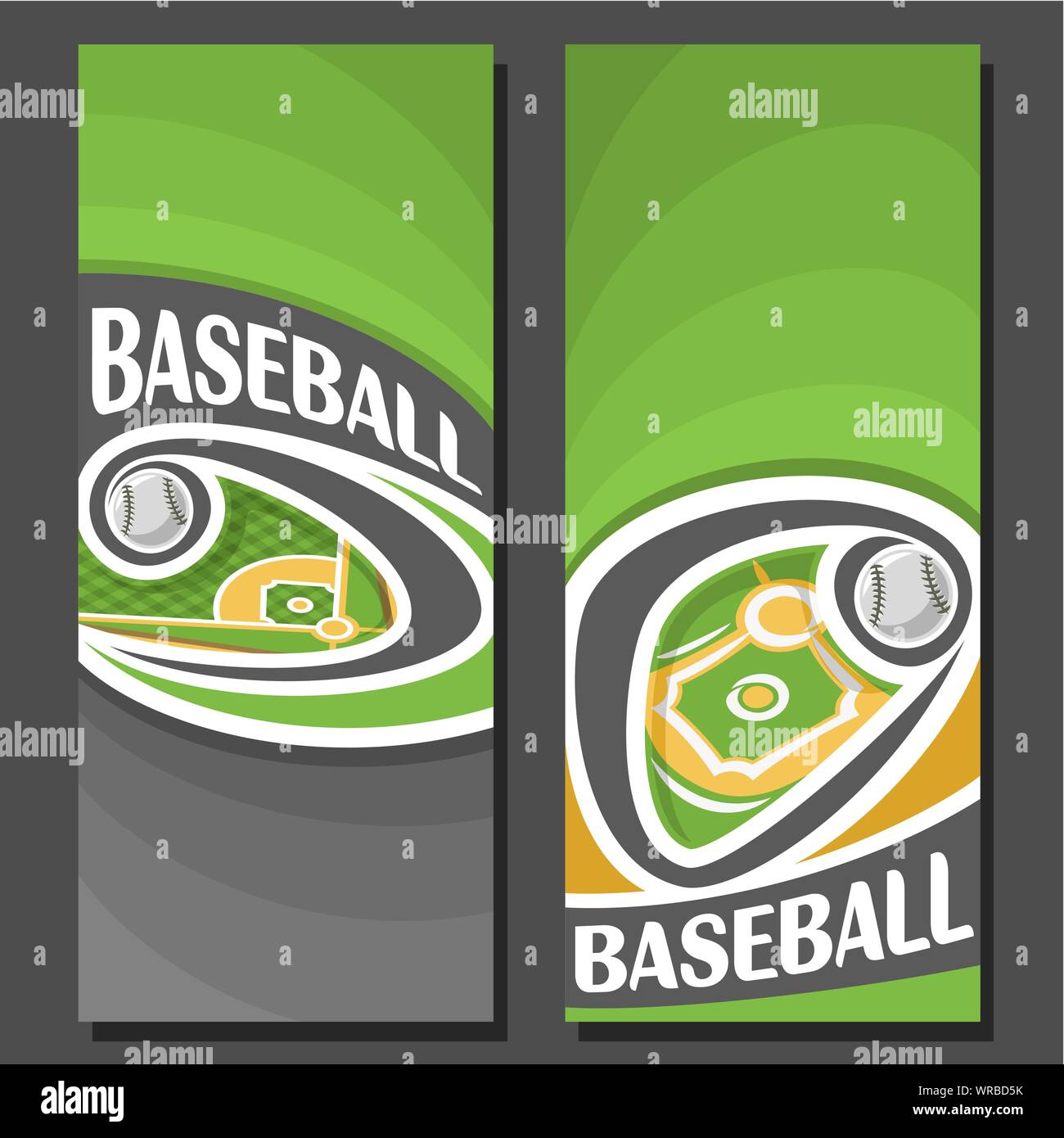 Vector vertical banners for Baseball: 2 layouts for title on baseball ...
