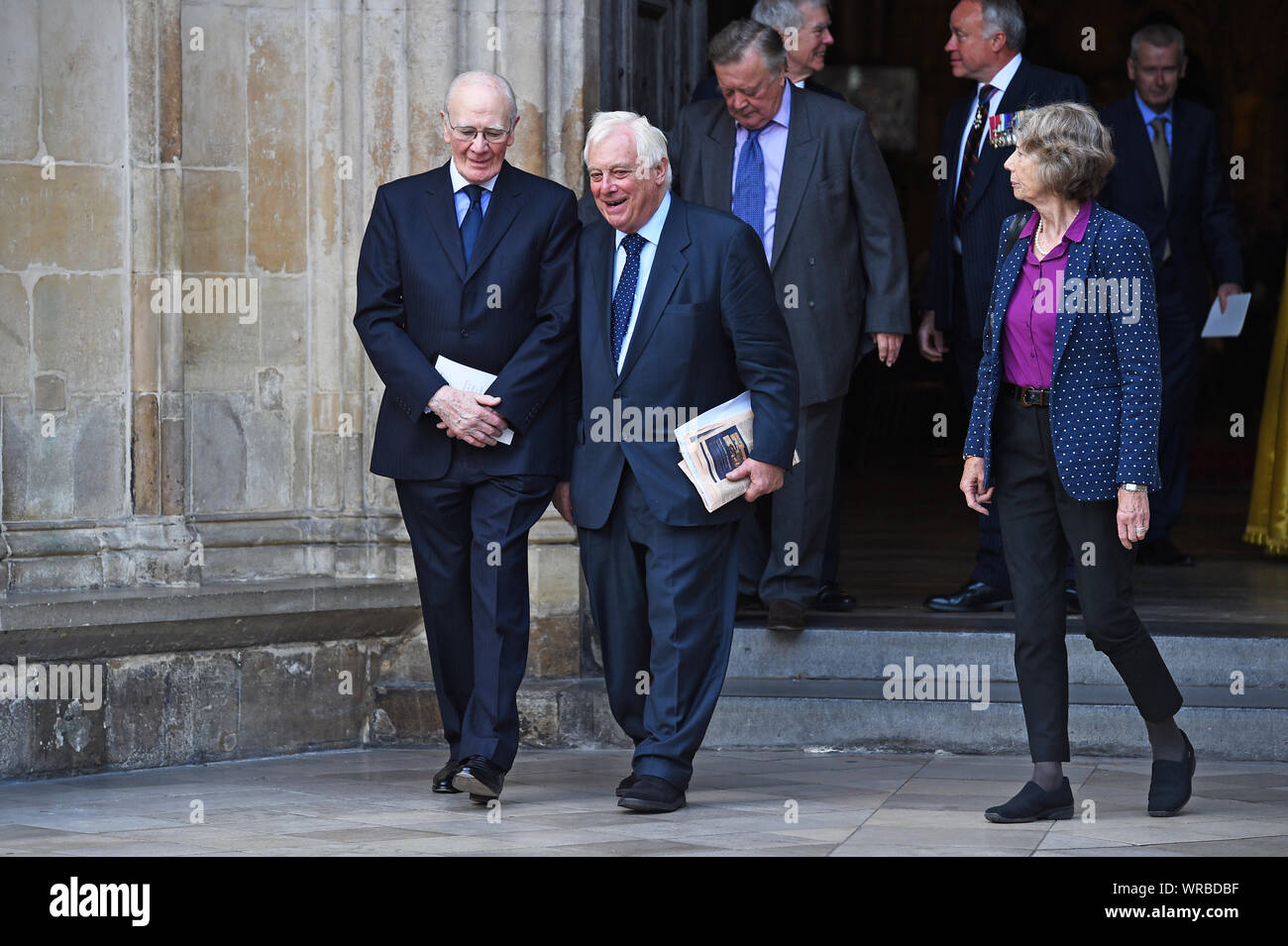 Menzies Campbell, Lord Chris Patten and Lavender Patten leave ...