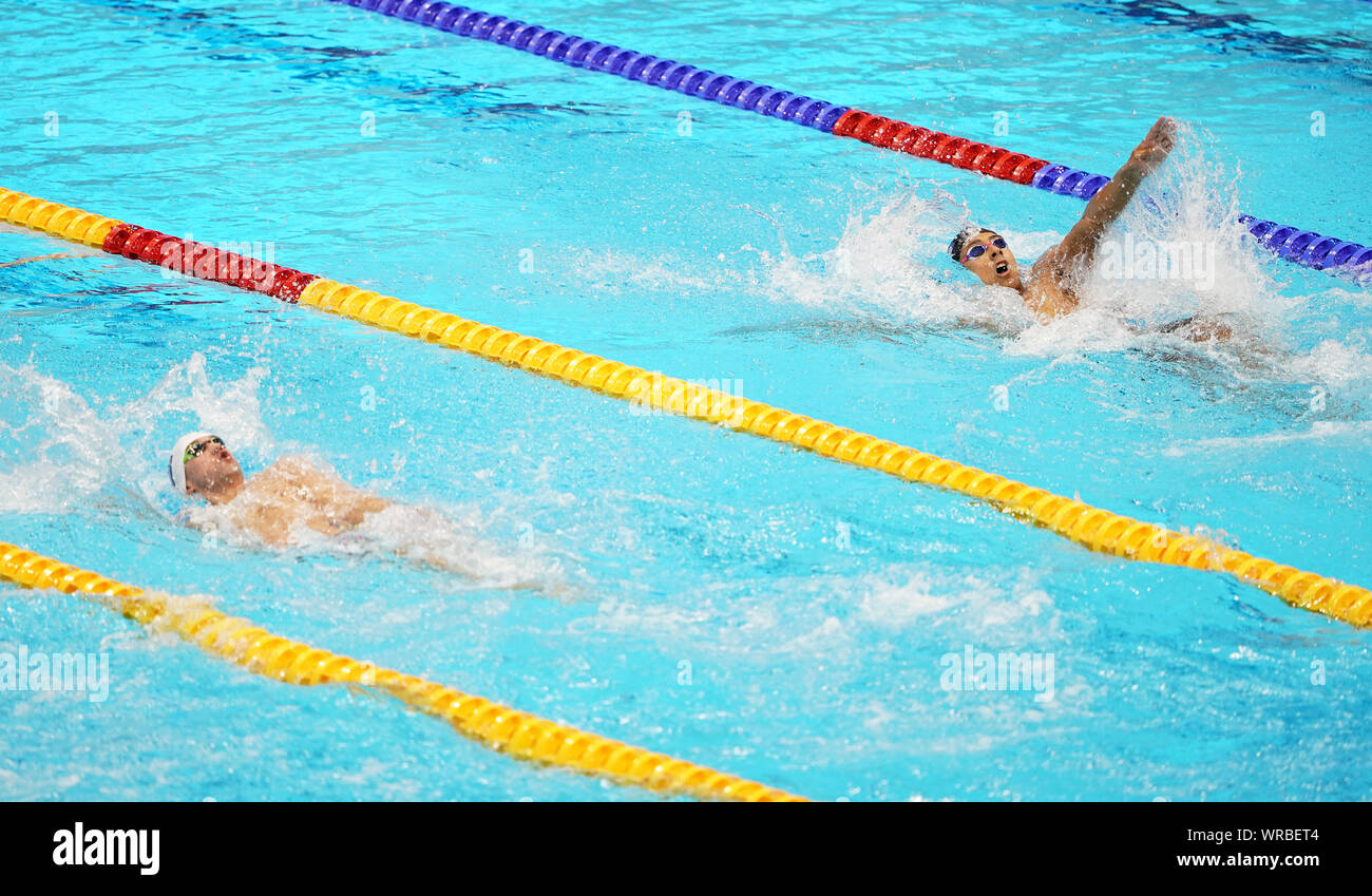 Ukraine's Vasyl Krainyk (left) and Great Britain's Louis Lawlor during ...
