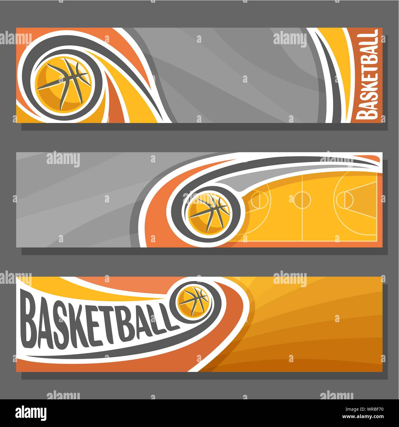 Vector horizontal banners for Basketball: 3 cartoon covers for text on ...