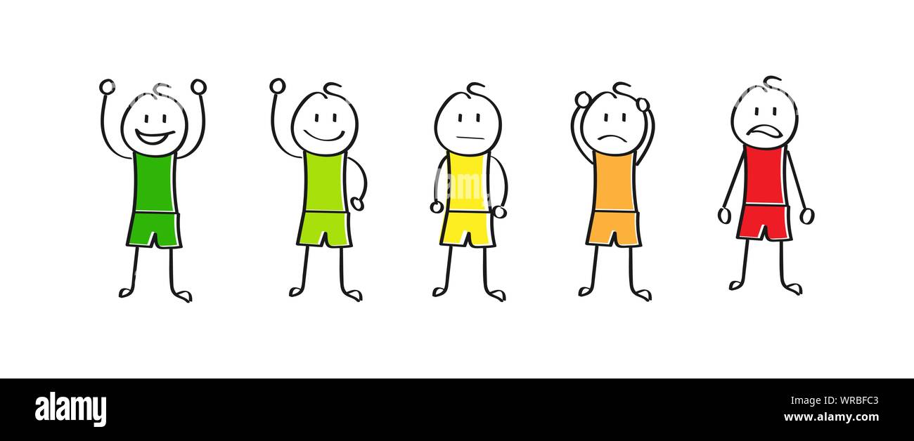 Emotional cartoon men in the color of emotions. Flat design Stock ...