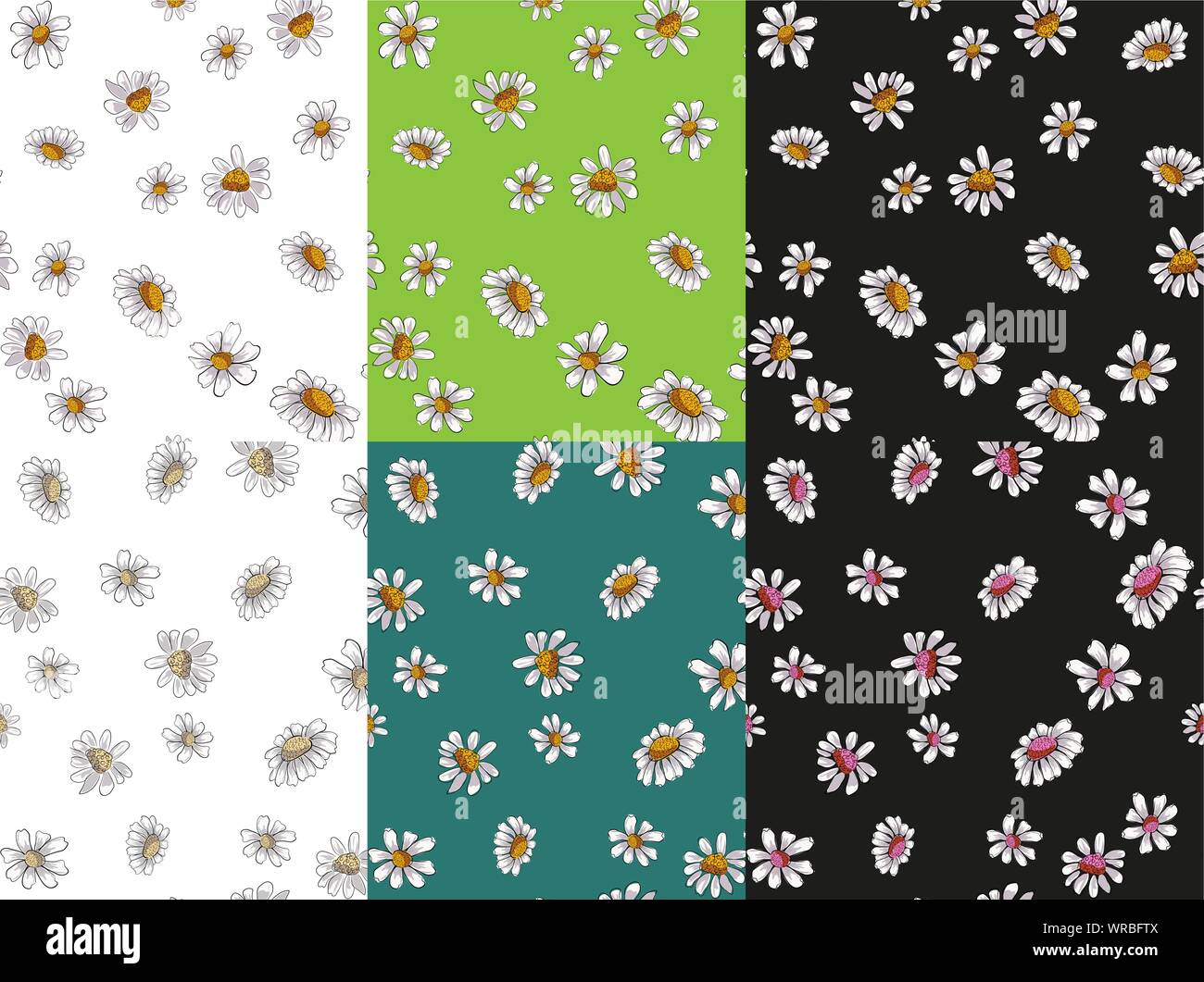 Flat chamomile for concept design. Seamless vector texture. Seamless ...