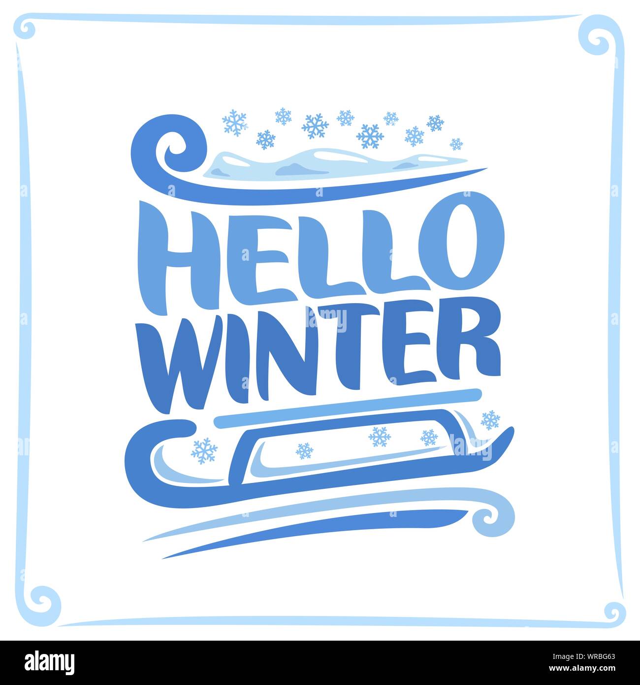Vector poster for Winter: christmas snowfall, blue title - hello winter ...
