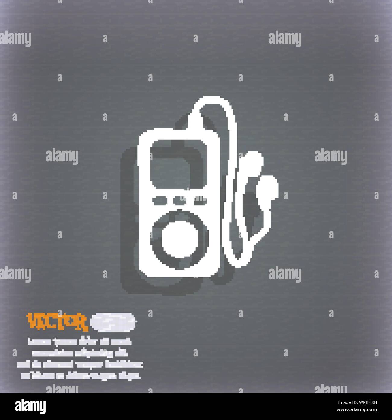 MP3 player, headphones, music icon symbol on the blue-green abstract ...