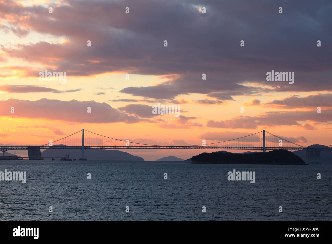 Seto Ohashi Great Seto Bridge sunset in Japan Stock Photo - Alamy