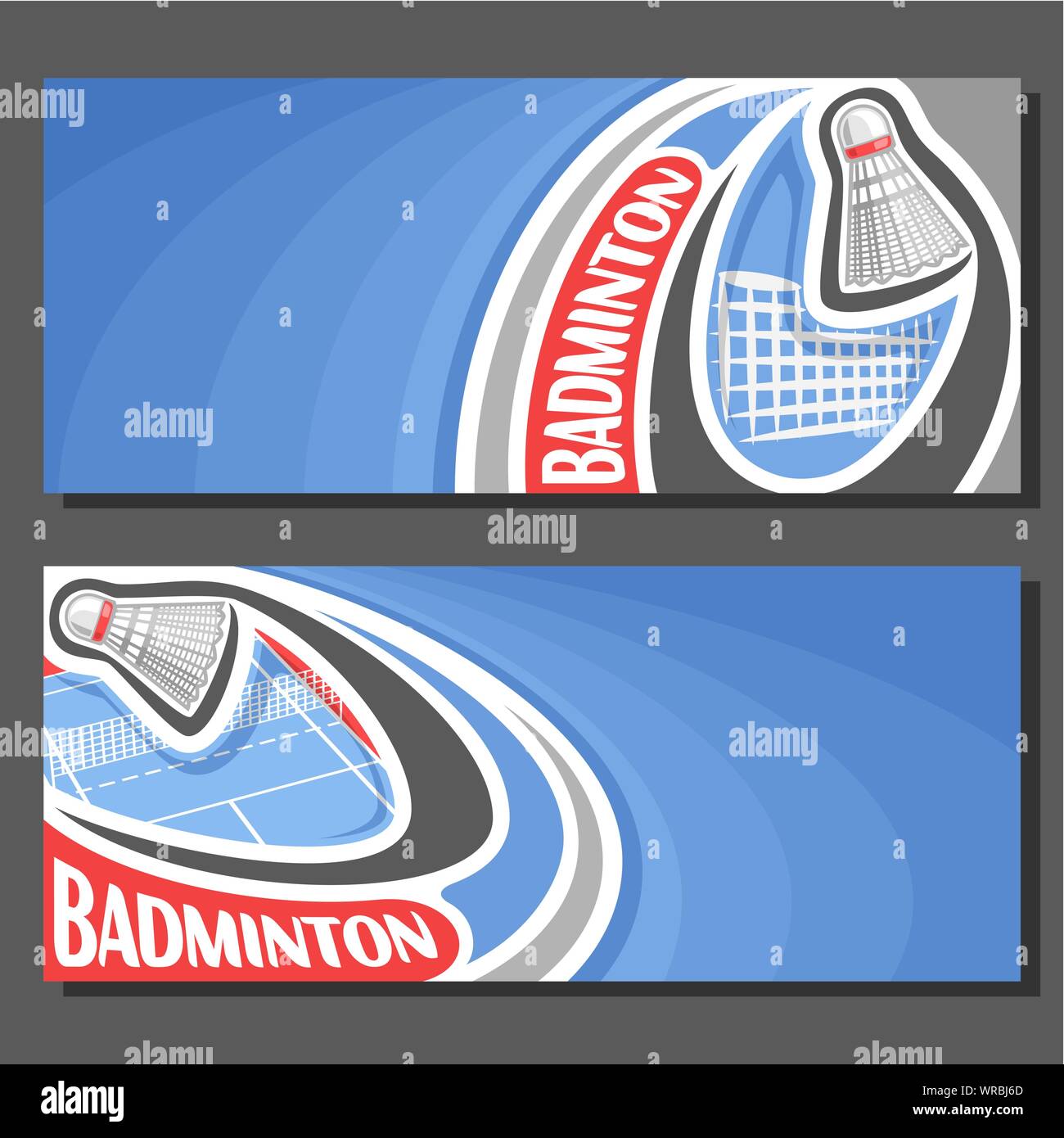 Vector banners for Badminton game: badminton shuttlecock on curve ...