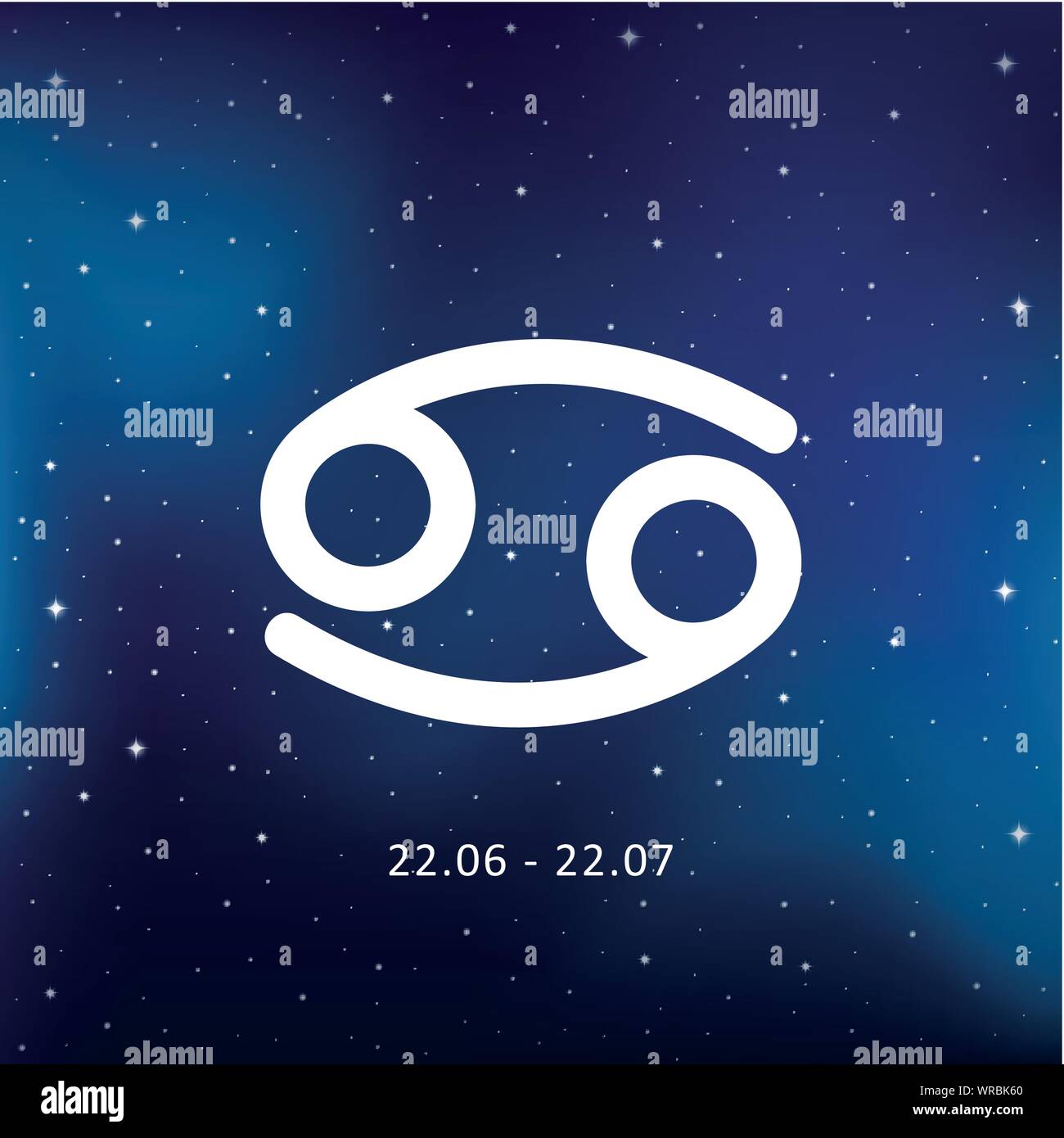 blue zodiac sign cancer horoscope in starry sky vector illustration ...