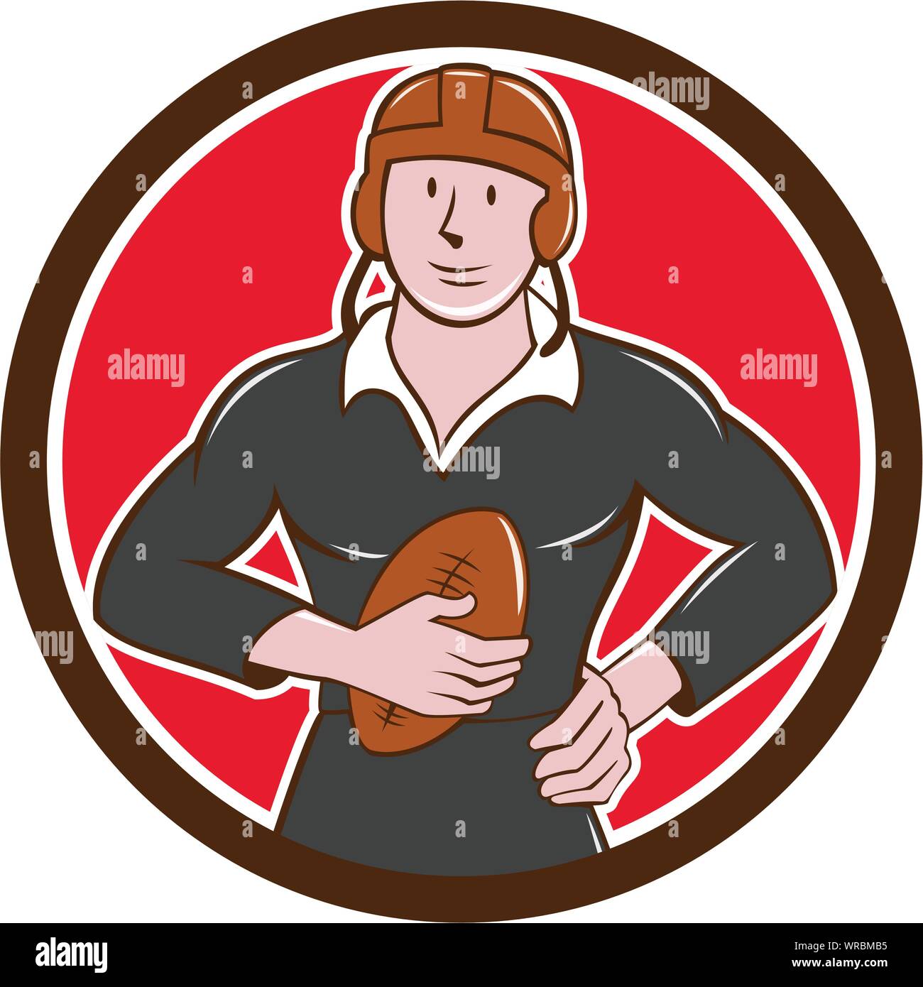 Vintage NZ Rugby Player Hold Ball Circle Cartoon Stock Vector Image ...
