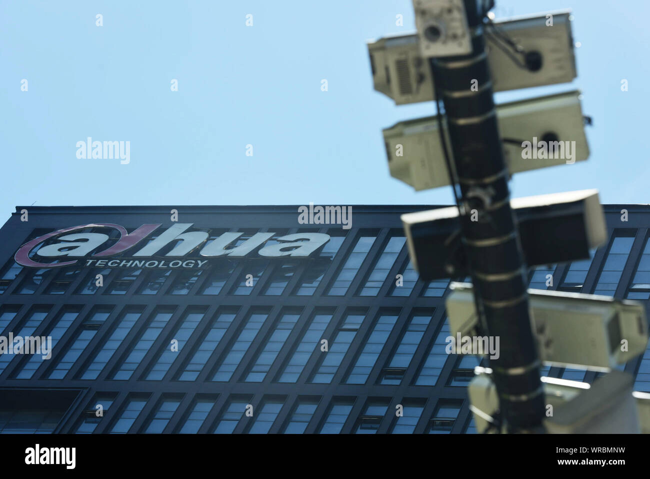 Traffic surveillance cameras are pictured in front of the headquarters ...