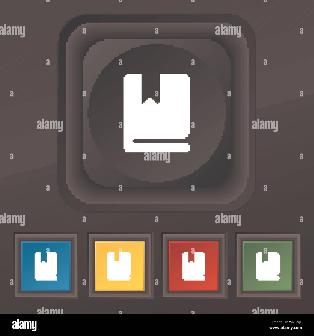 bookmark icon symbol. Set of five colorful, stylish buttons on black ...