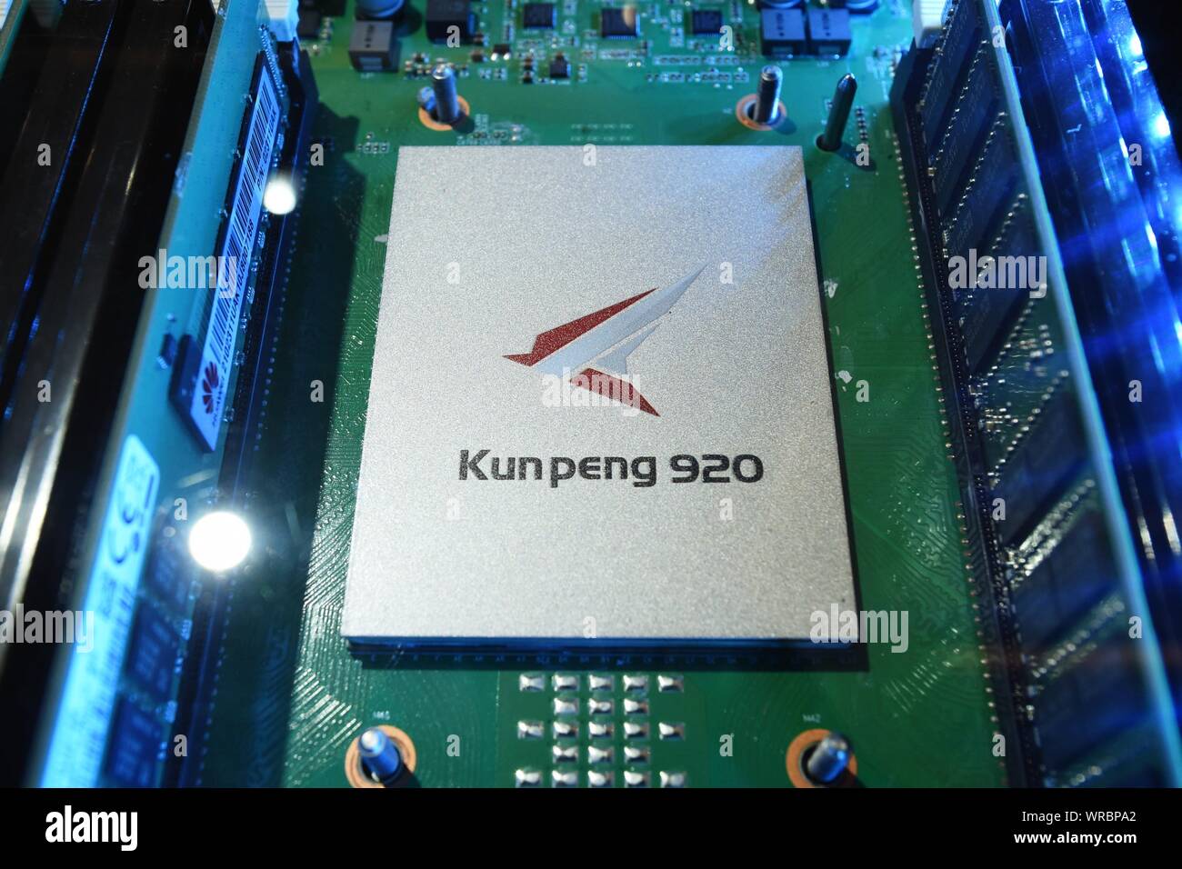 A Huawei OceanStor Dorado server powered by Huawei's 7nm Kunpeng 920 CPUs is on display during ...