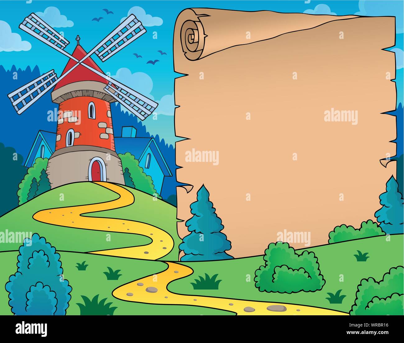 Windmill and parchment theme image Stock Vector Image & Art - Alamy