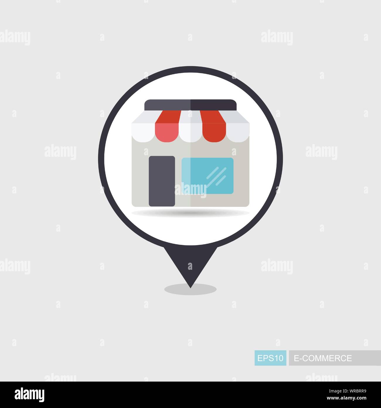 Store front isolated pin map icon. E-commerce sign. Map pointer. Map ...