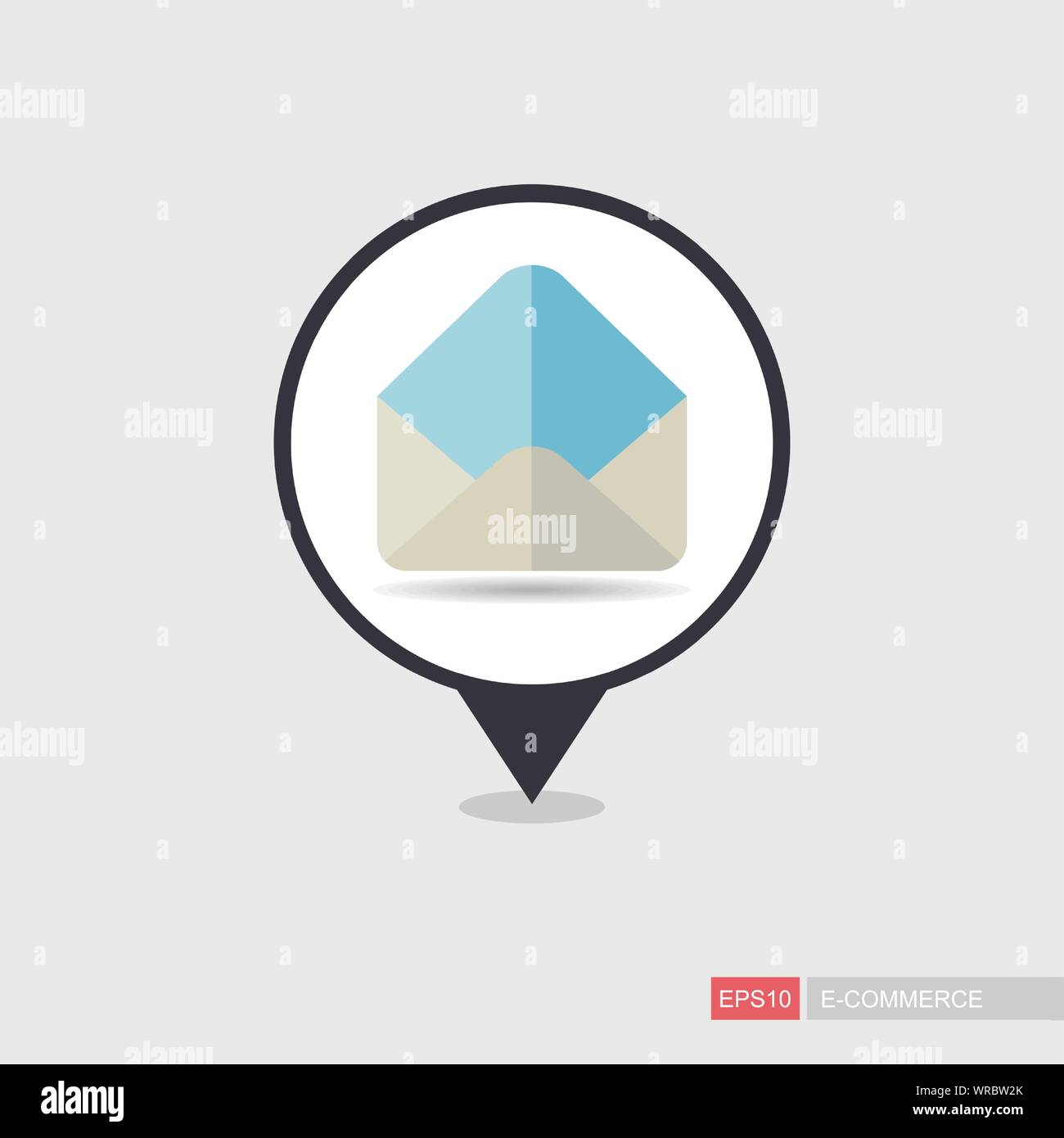 Open envelope vector pin map icon. E-commerce sign. Map pointer. Map markers. Destination vector ...