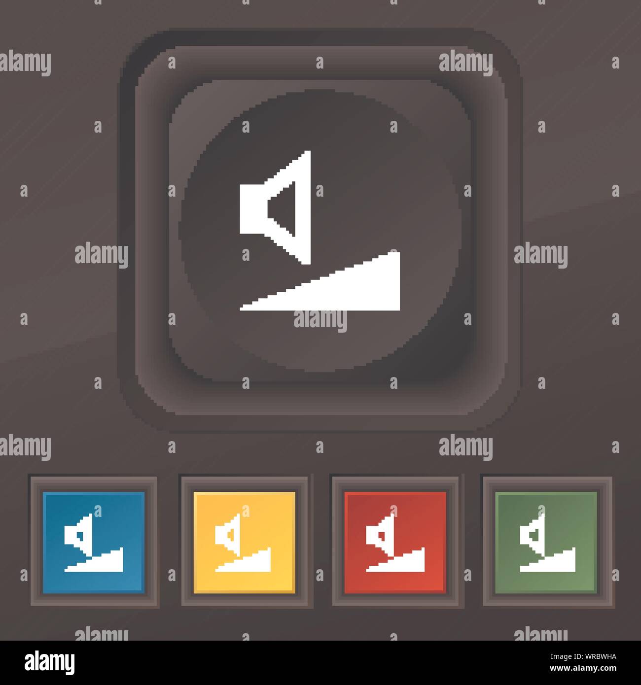 volume, sound icon symbol. Set of five colorful, stylish buttons on ...