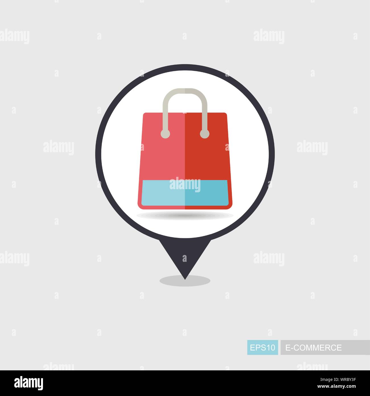Shopping bag pin map icon. E-commerce sign. Map pointer. Map markers ...