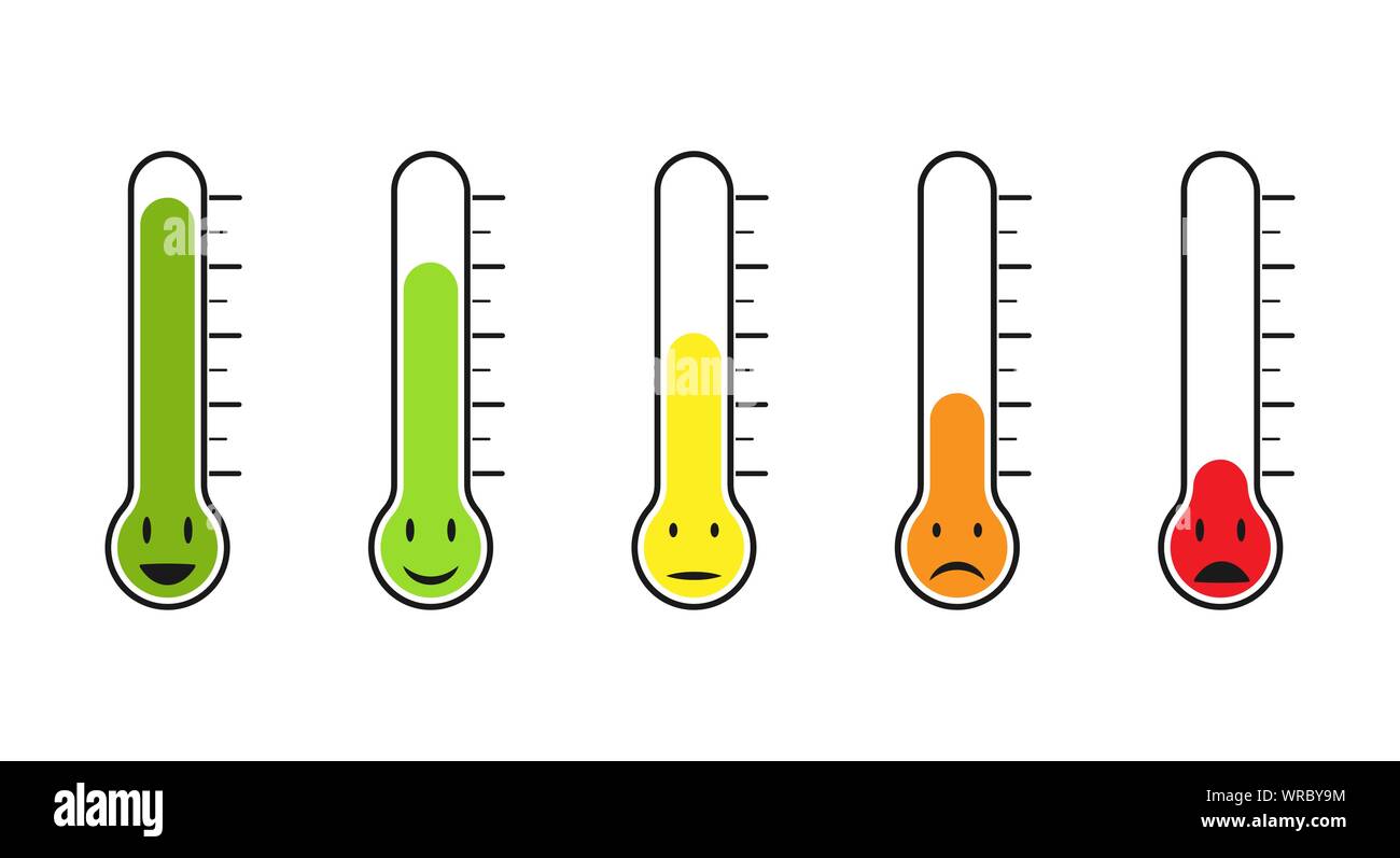 Set of thermometer with different temperature. Emotions, mood or voting ...