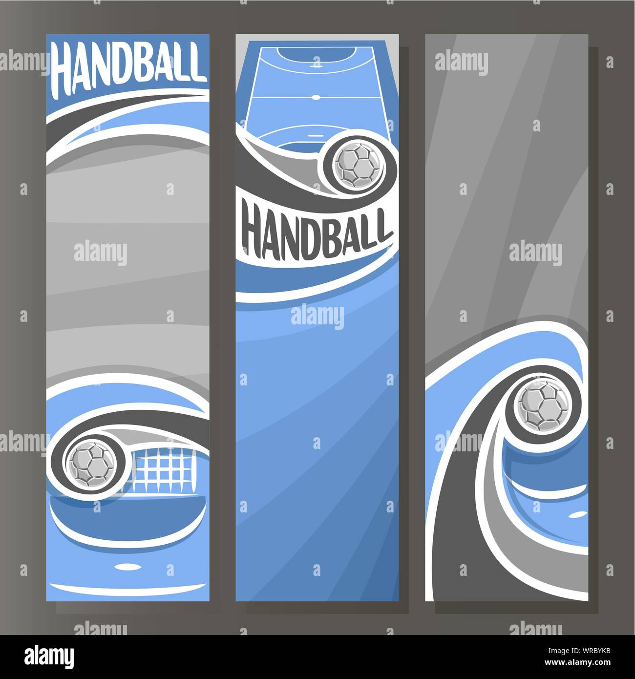 Vector vertical banners for Handball: 3 cartoon templates for text on ...