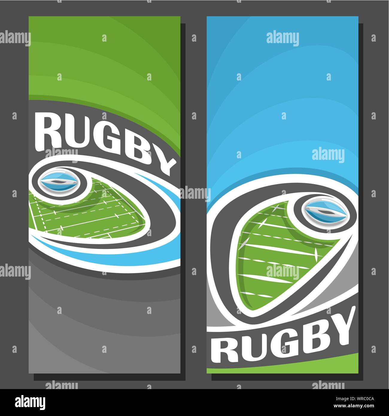 Vector vertical banners for Rugby game: 2 layouts for text on rugby ...