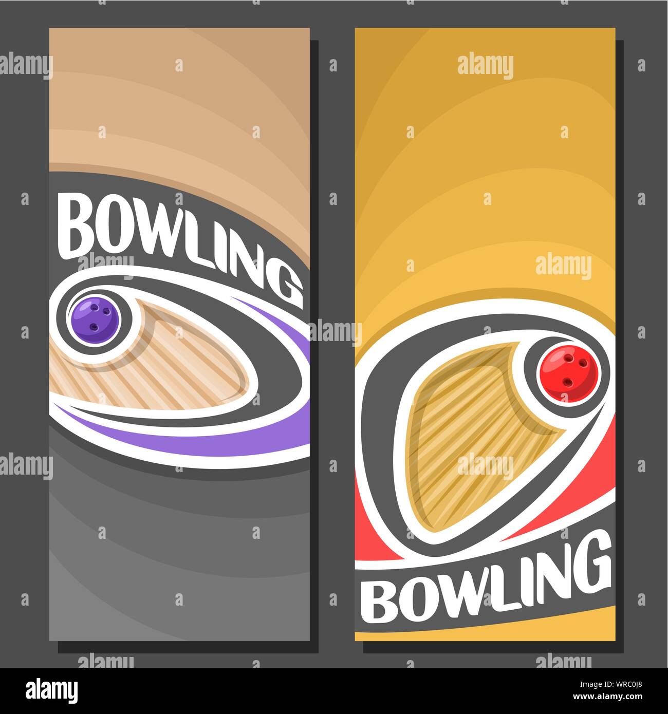 Vector vertical banners for Bowling: 2 layouts for text on bowling ...