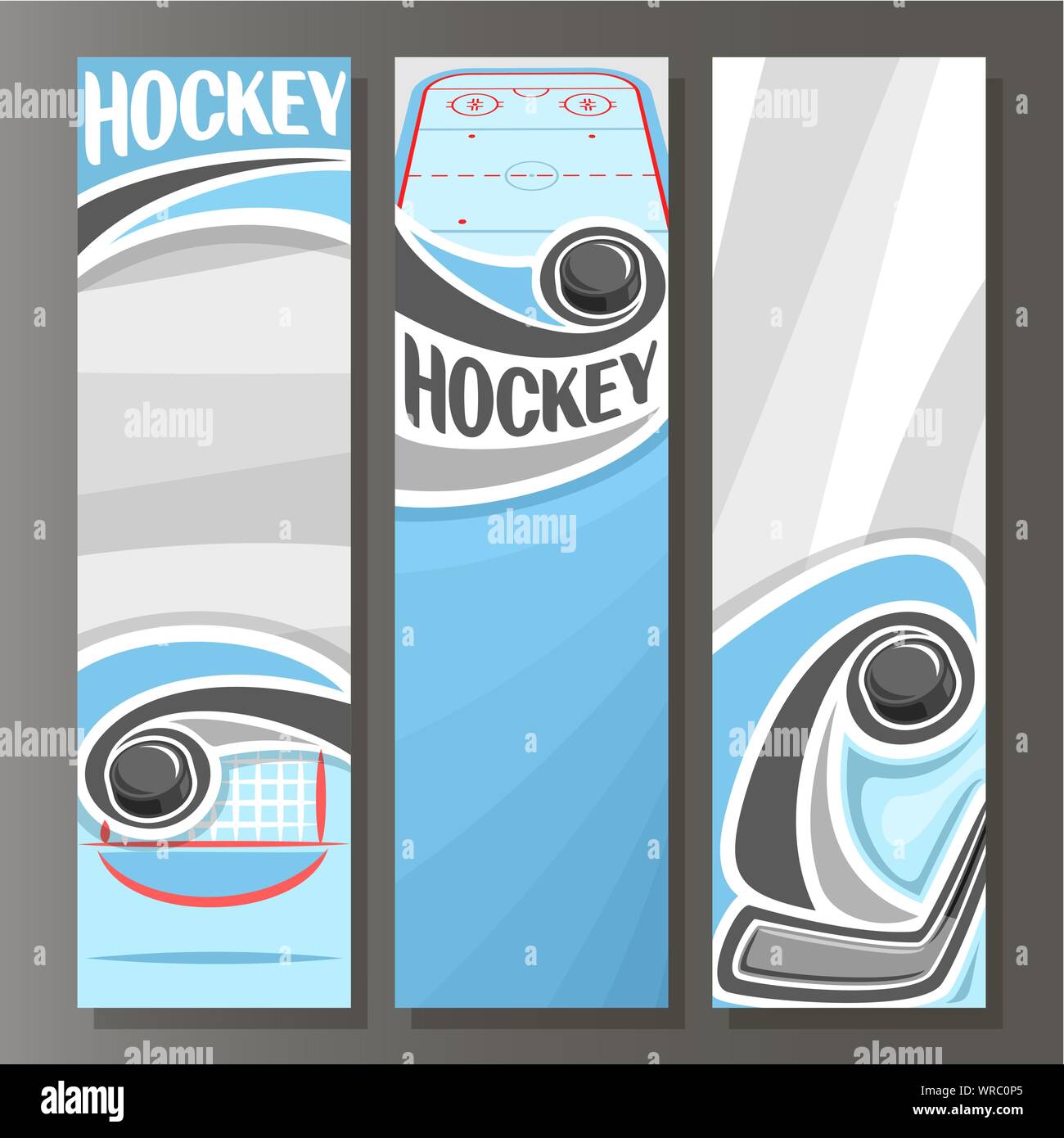 Vector vertical banners for Ice Hockey: 3 cartoon templates for text on ...