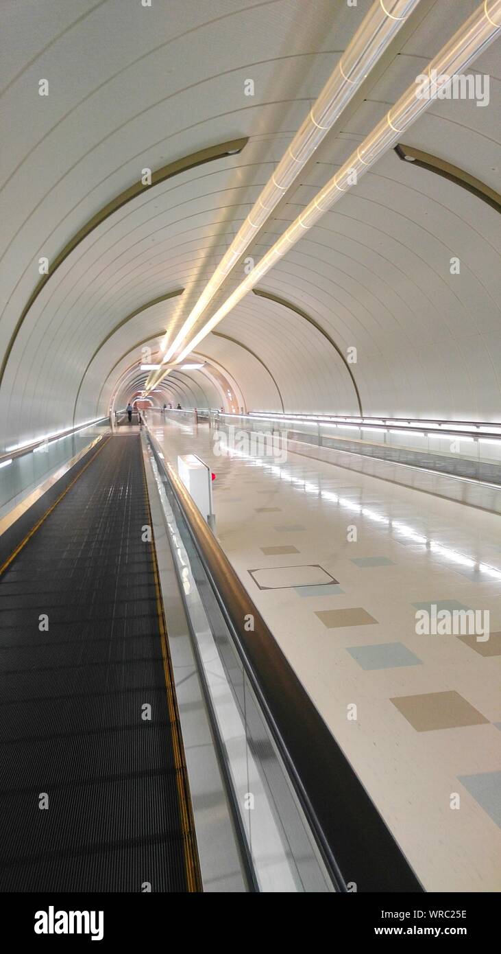 Moving Walkway In Futuristic Tunnel High Resolution Stock Photography ...