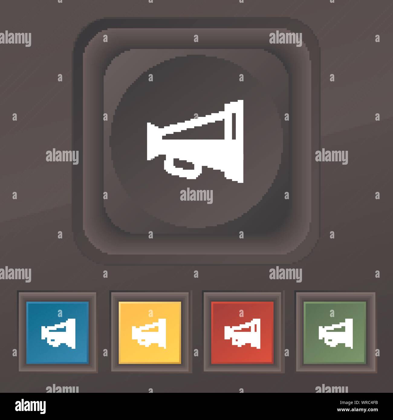 Megaphone soon, Loudspeaker icon symbol. Set of five colorful, stylish ...