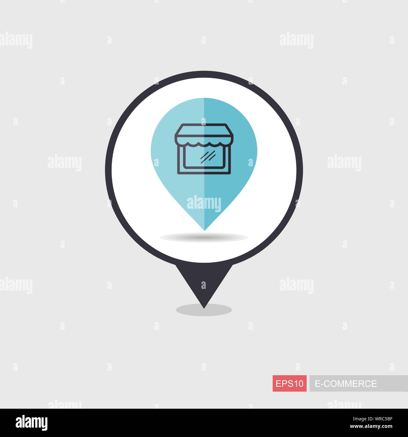 Supermarket store front pin map icon. E-commerce sign. Map pointer. Map ...