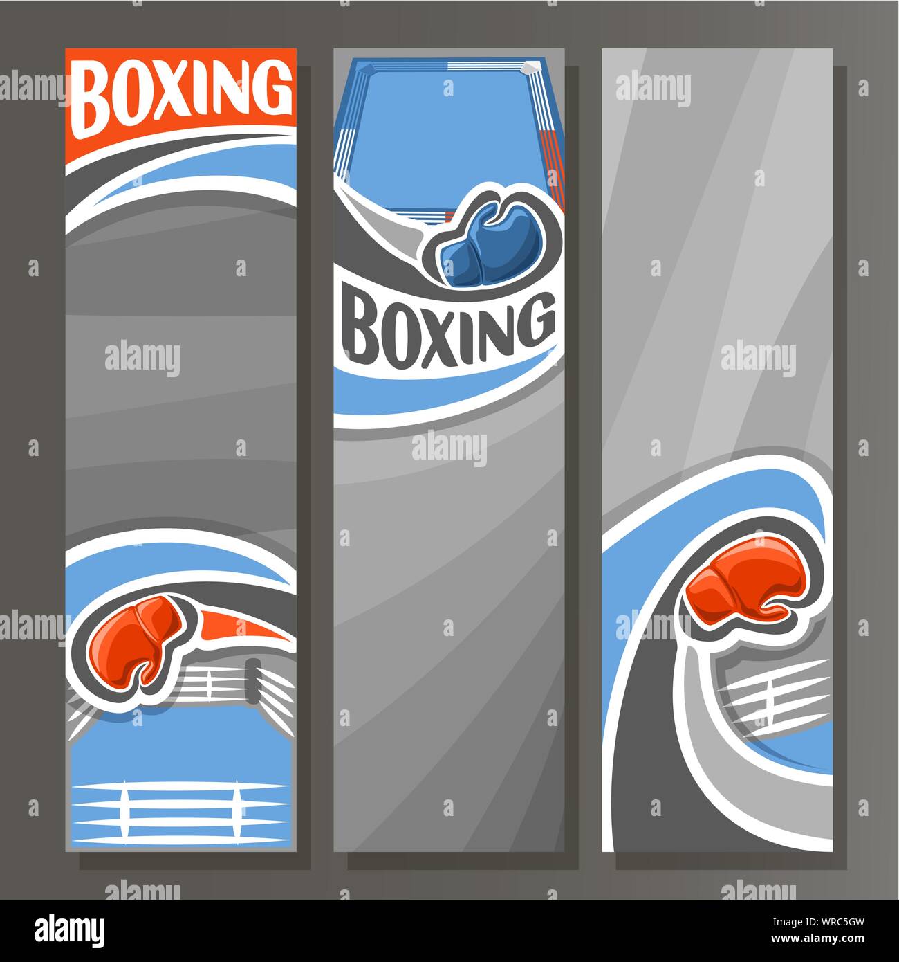 Vector vertical banners for Boxing: 3 cartoon templates for text on ...